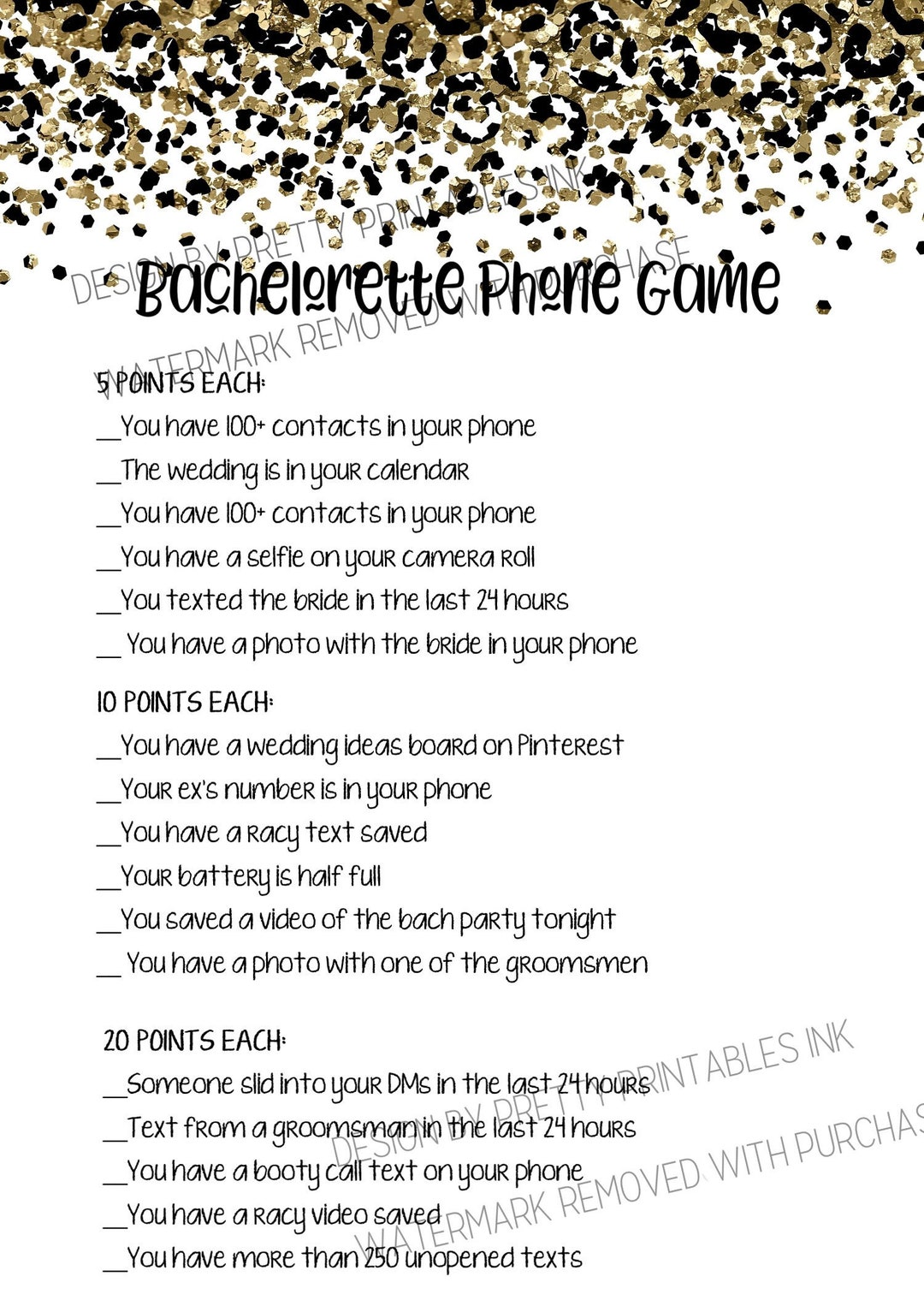 INSTANT DOWNLOAD Bachelorette Party Game, Bachelorette Phone Game ...