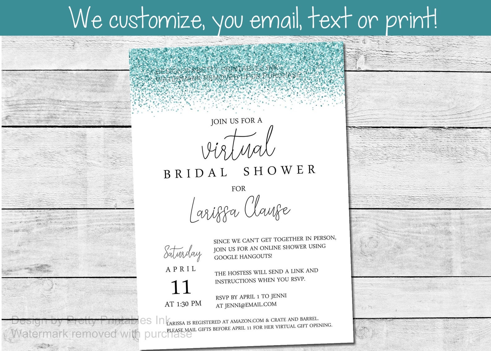 Virtual Shower Invitation Bridal Shower Invite Virtual - Etsy