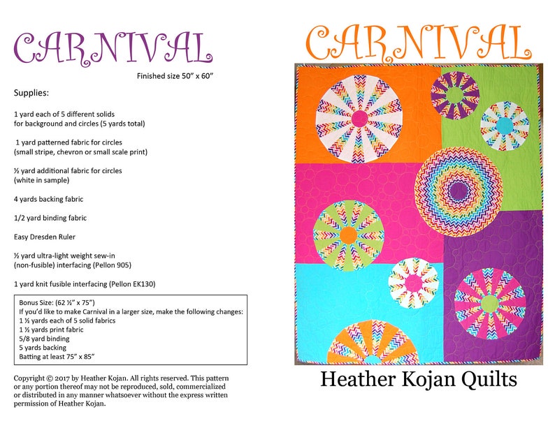 PDF Version Only Carnival Quilt Pattern - Etsy