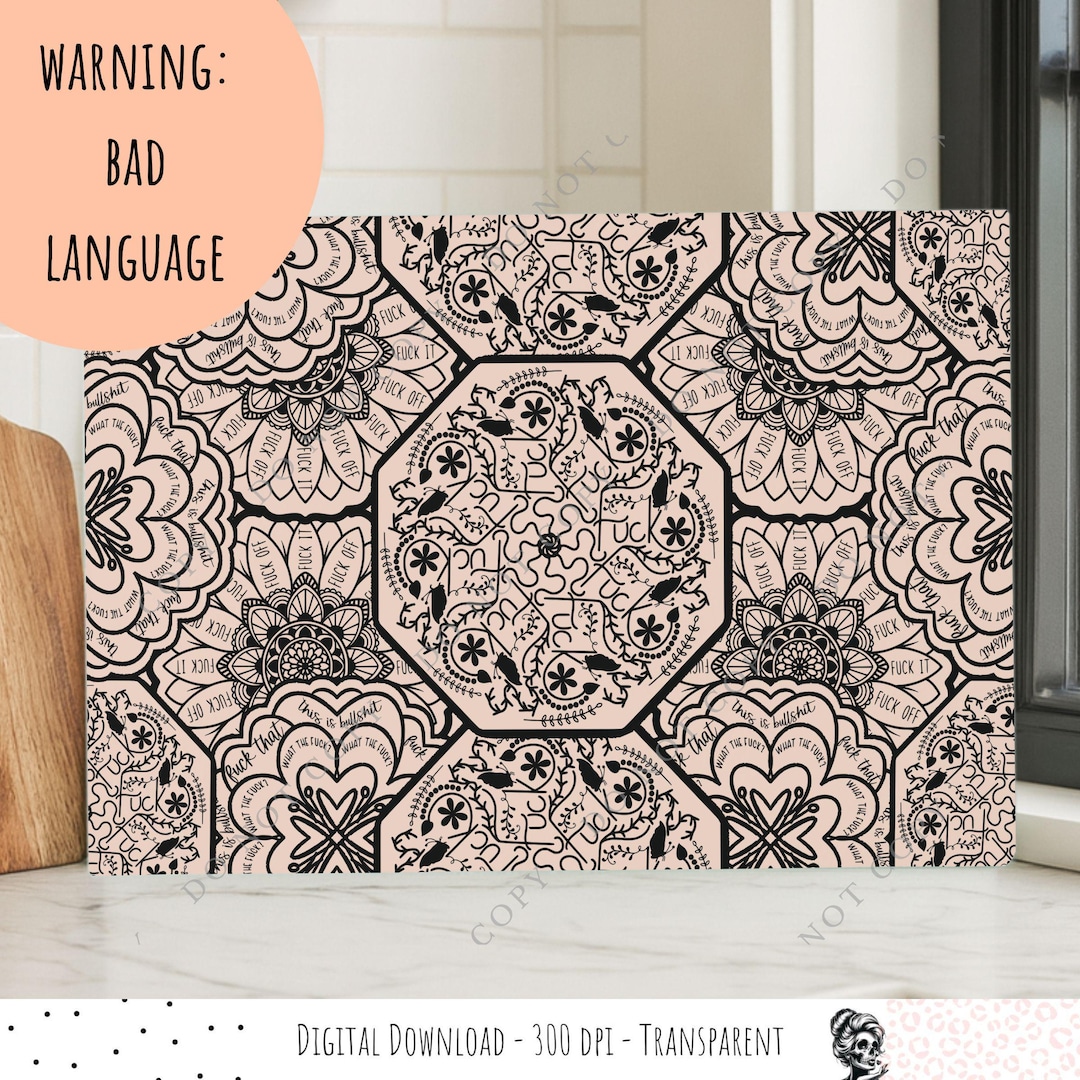 Hidden Swear Words Glass Cutting Board Sublimation Png, Dark Humor ...
