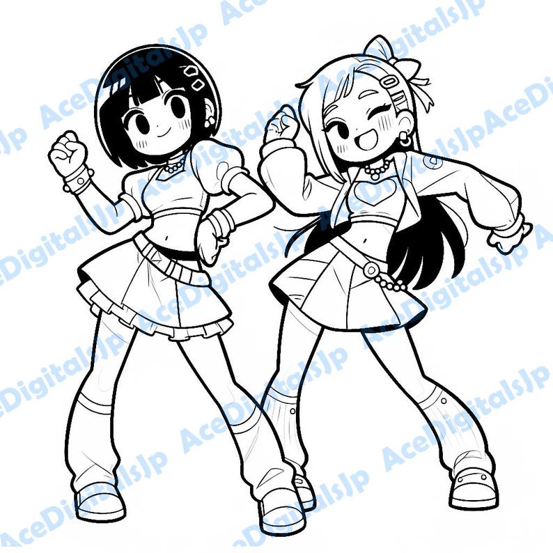 Chibi K-pop Idol Coloring Book — 40 Bold-line Pages | Instant PDF ...