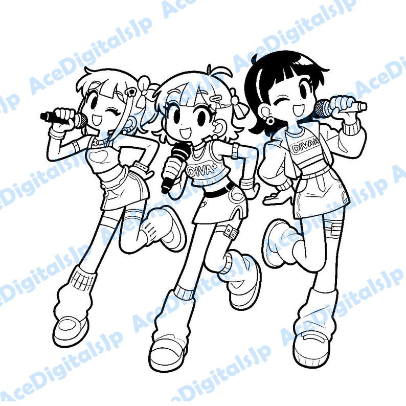 Chibi K-pop Idol Coloring Book — 40 Bold-line Pages | Instant PDF ...