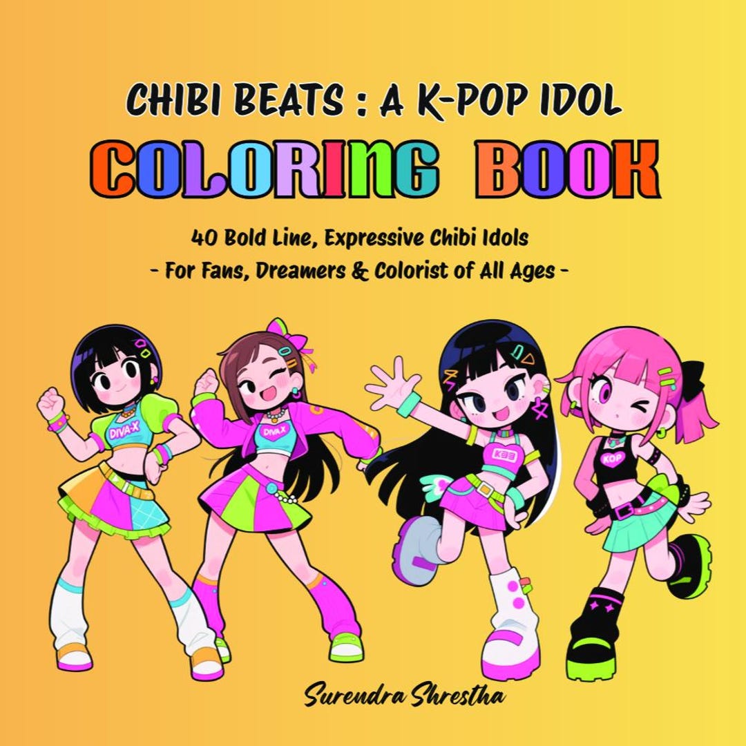 Chibi K-pop Idol Coloring Book — 40 Bold-line Pages | Instant PDF ...