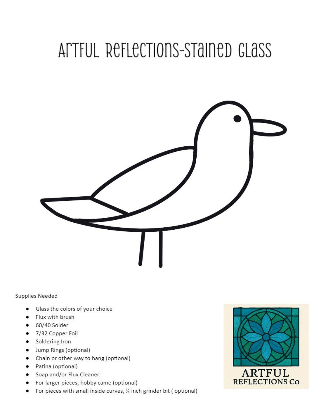 Pattern Only - Seagull Stained Glass Pattern – Printable PDF & PNG ...