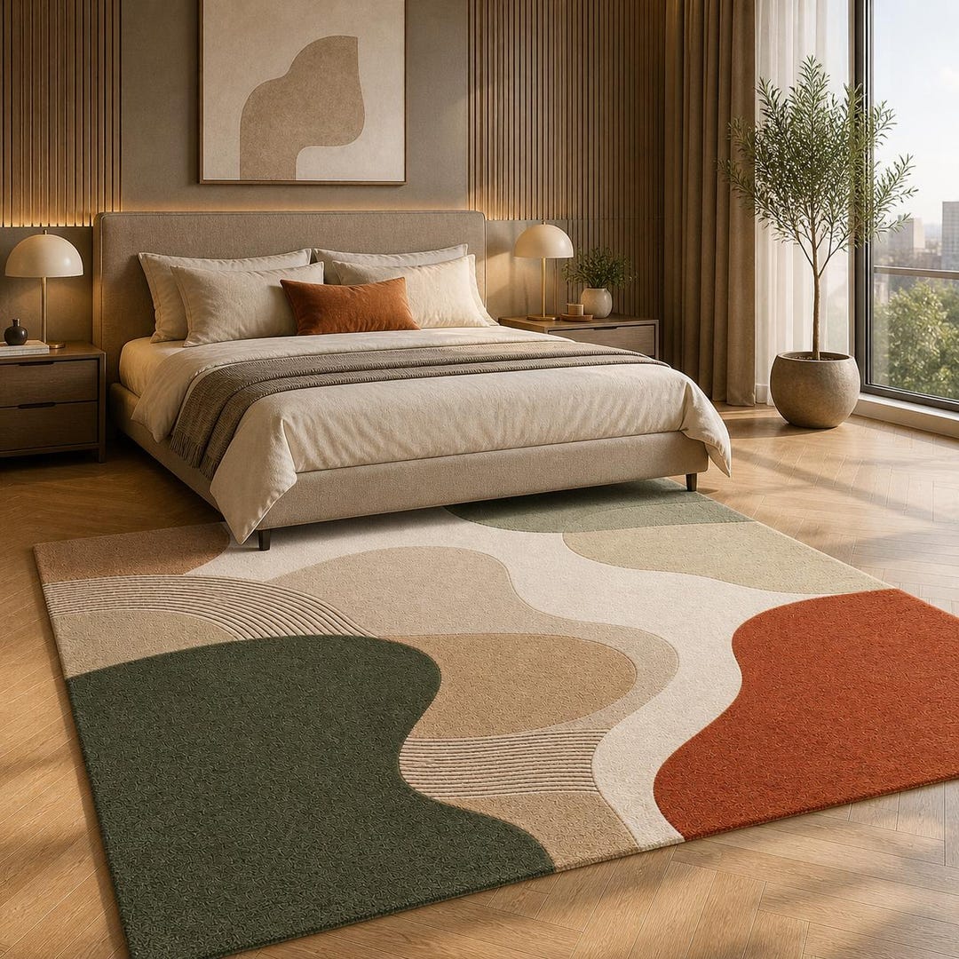 Modern Abstract Area Rug, Color Block Neutral Living Room Carpet. - Etsy