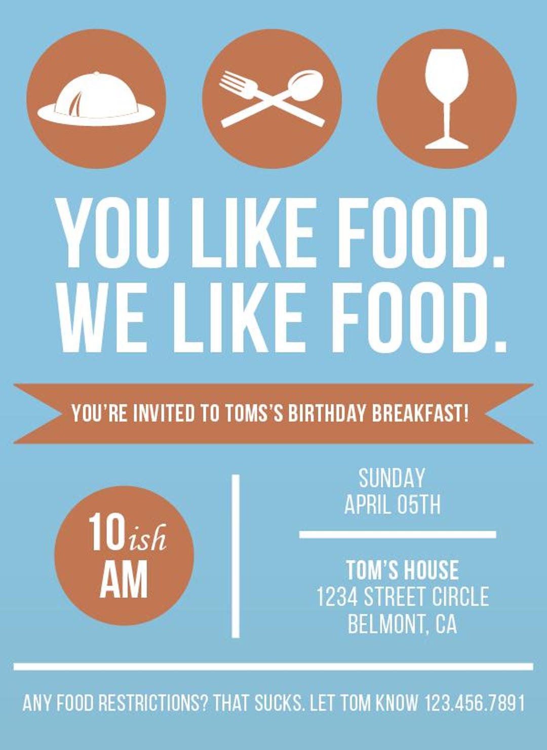 Adobe Illustrator Birthday Breakfast Invitation | Design Template - Etsy