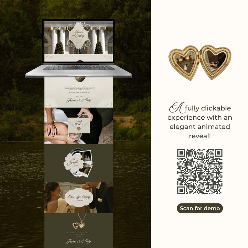 Olive Old Money Wedding Website Template With Music and RSVP: Classic ...