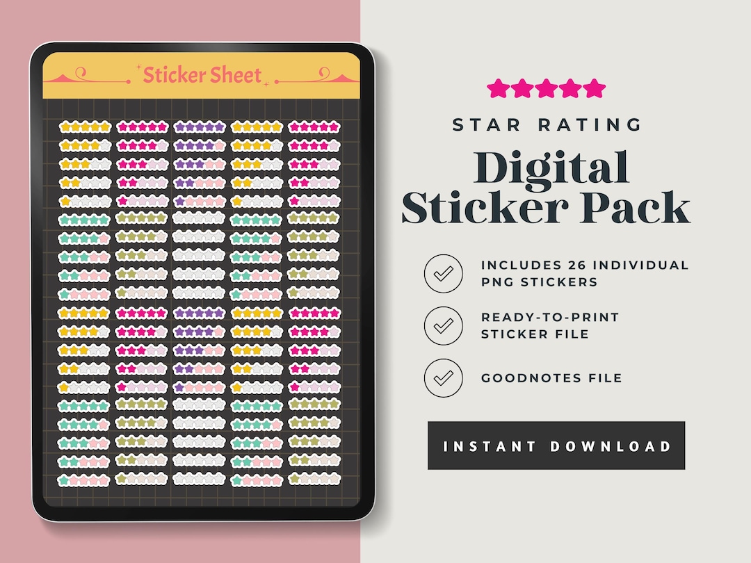 Star Rating Digital Sticker Pack for Journaling | Reviewing Books ...