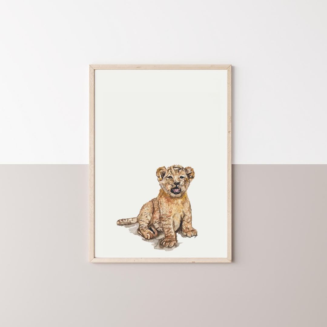 Lion Cub Watercolour Print: Safari Nursery Art (digital Download) - Etsy