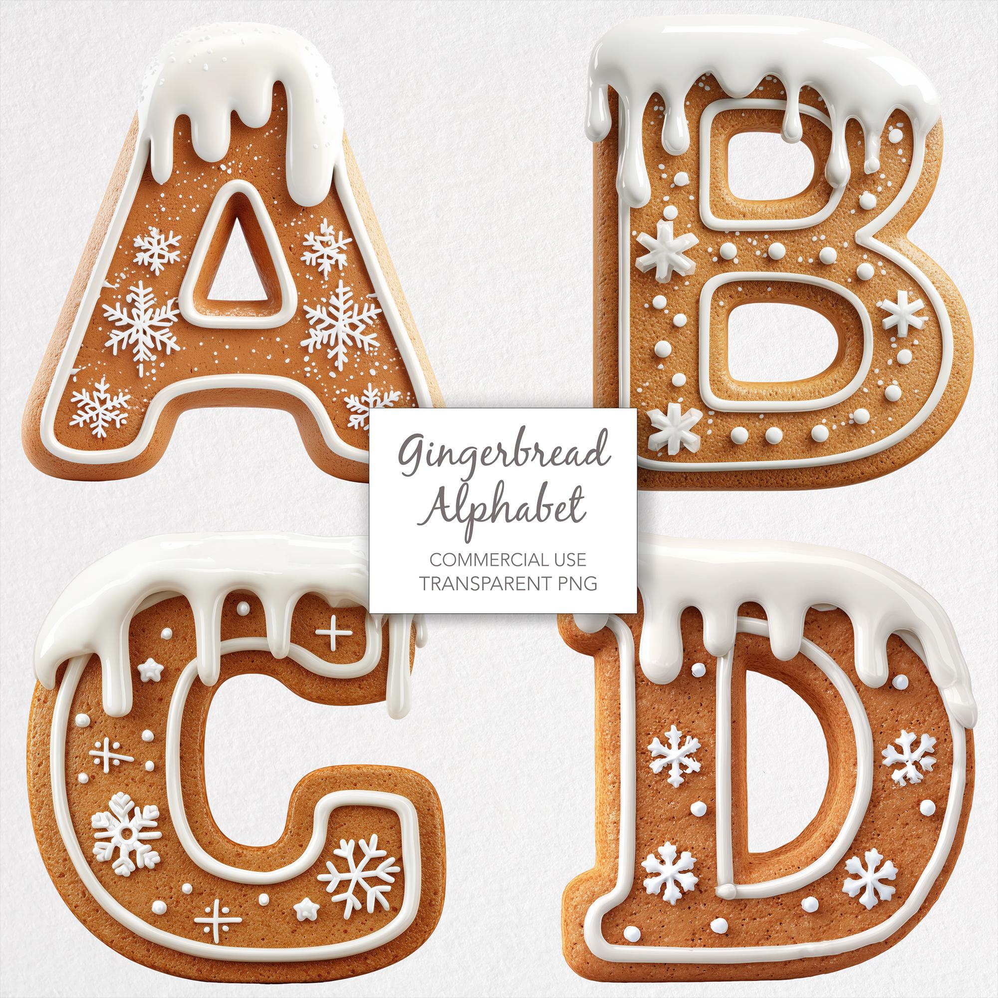 Gingerbread Alphabet Clipart, Christmas Alphabet Png, Printable ...