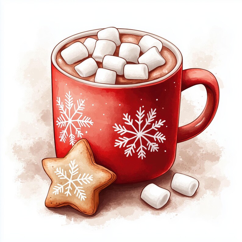 Watercolor Hot Cocoa Clipart, Hot Cocoa PNG, Winter Clipart, Printable ...