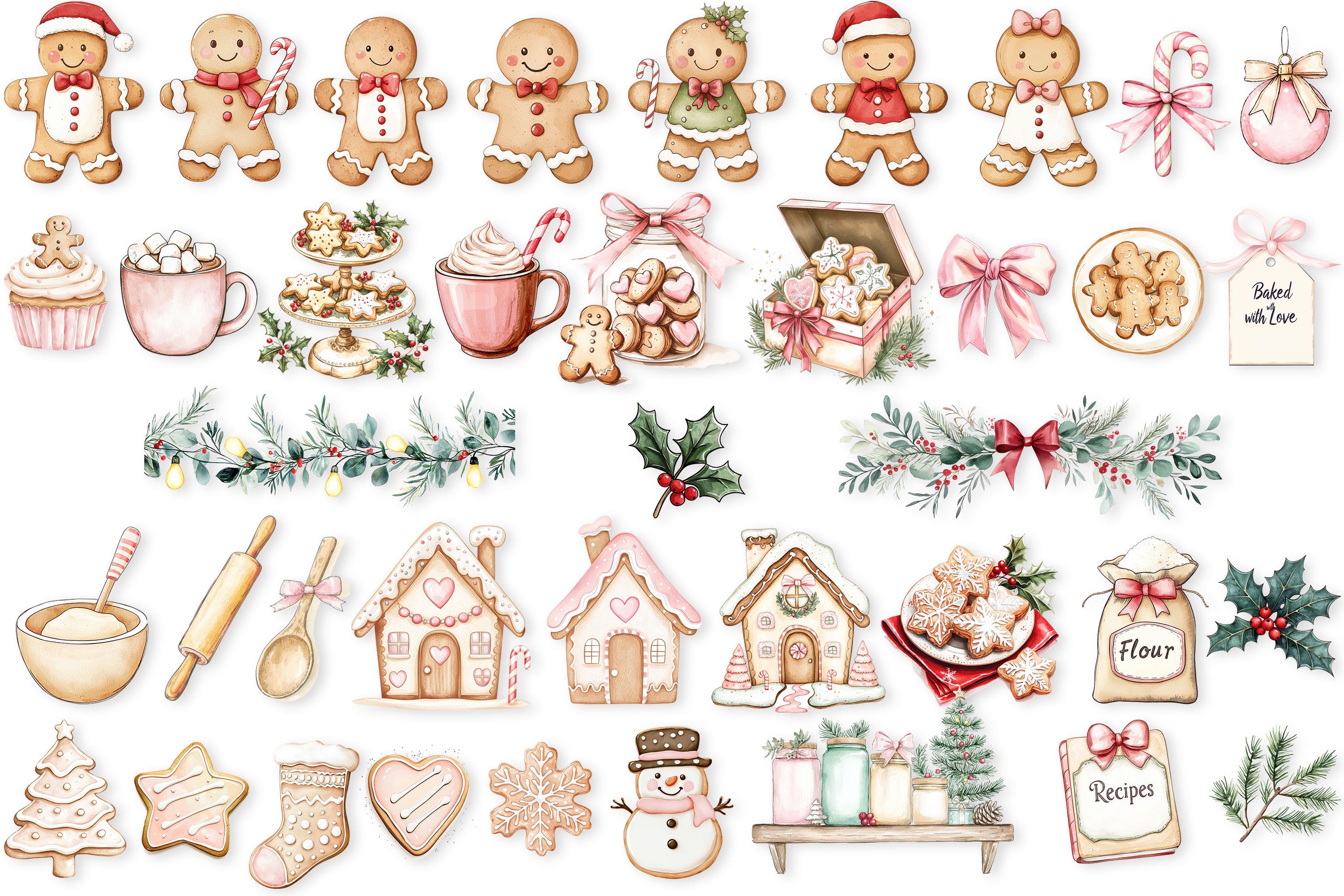 39 Gingerbread Clipart, Cute Gingerbread, Printable Watercolour Clipart ...