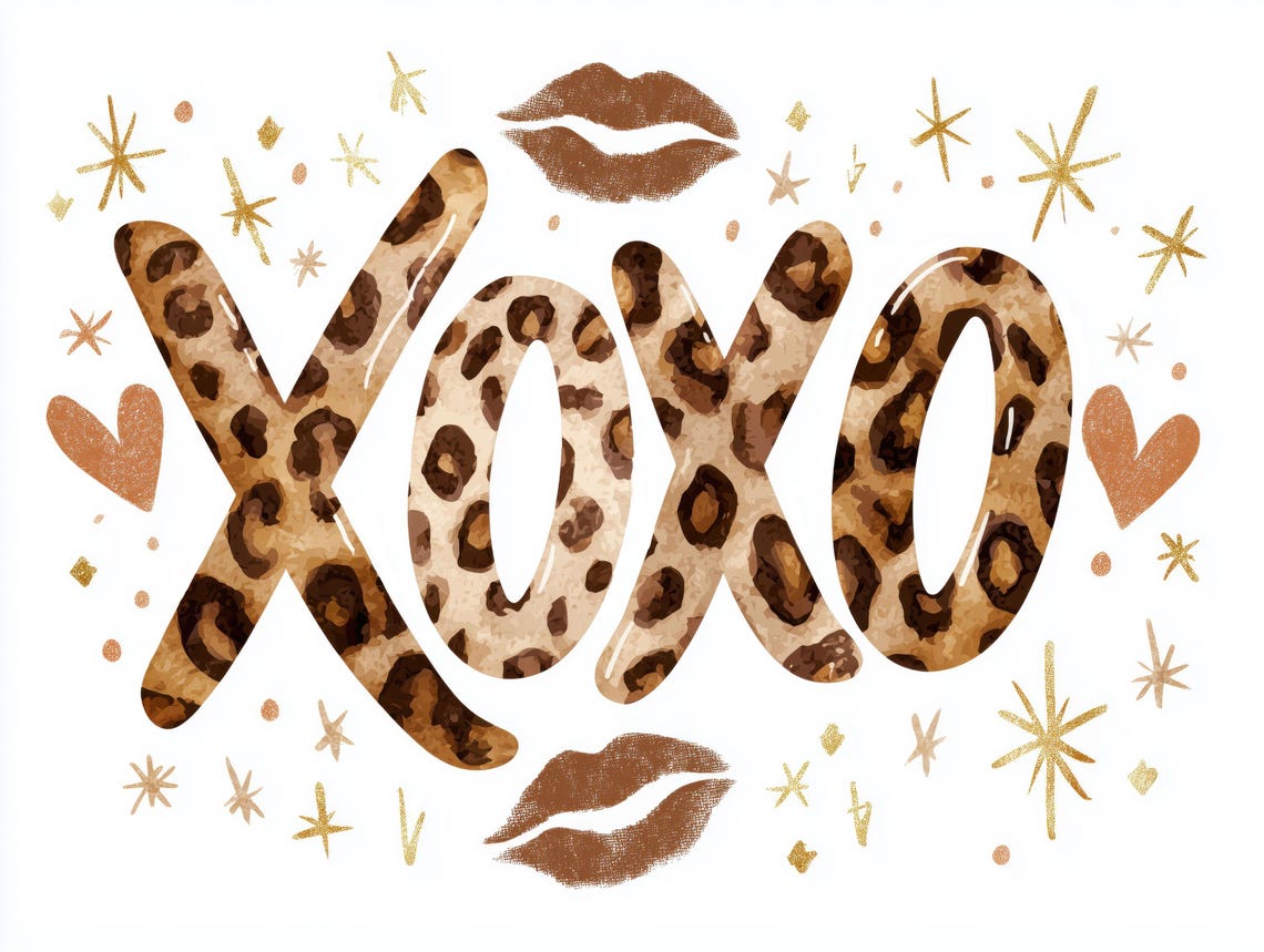 XOXO PNG, Leopard Print XOXO, Leopard Valentine, Cheetah Print ...