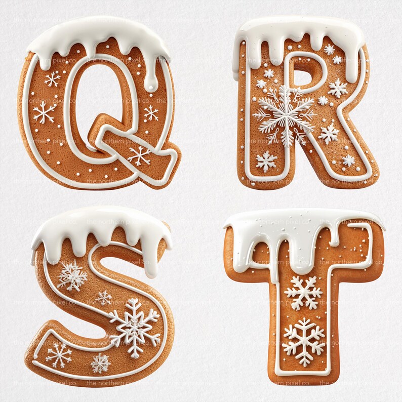 Gingerbread Alphabet Clipart, Christmas Alphabet Png, Printable ...
