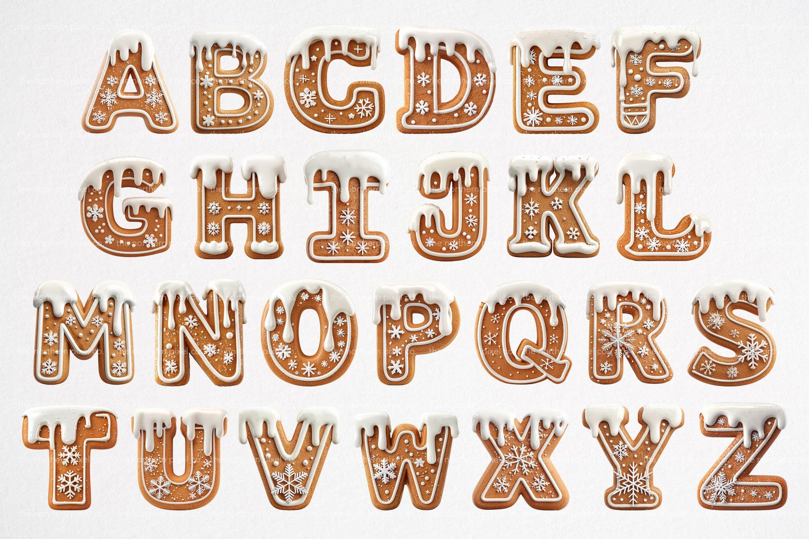 Gingerbread Alphabet Clipart, Christmas Alphabet Png, Printable ...