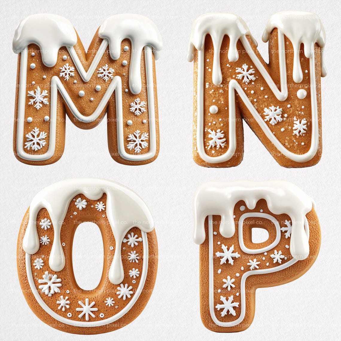 Gingerbread Alphabet Clipart, Christmas Alphabet Png, Printable ...
