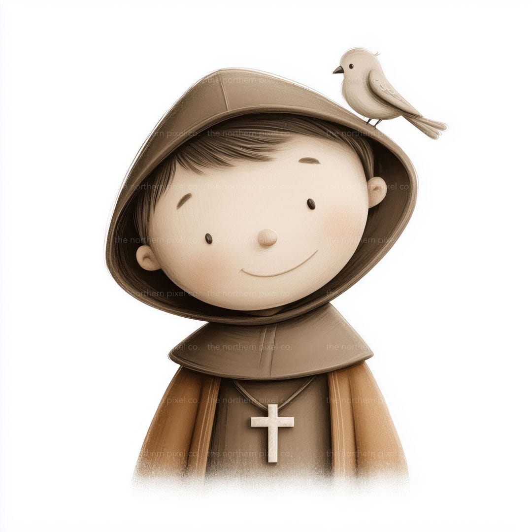 St Francis of Assisi Clipart With Animals, Cute Catholic Saint PNG ...