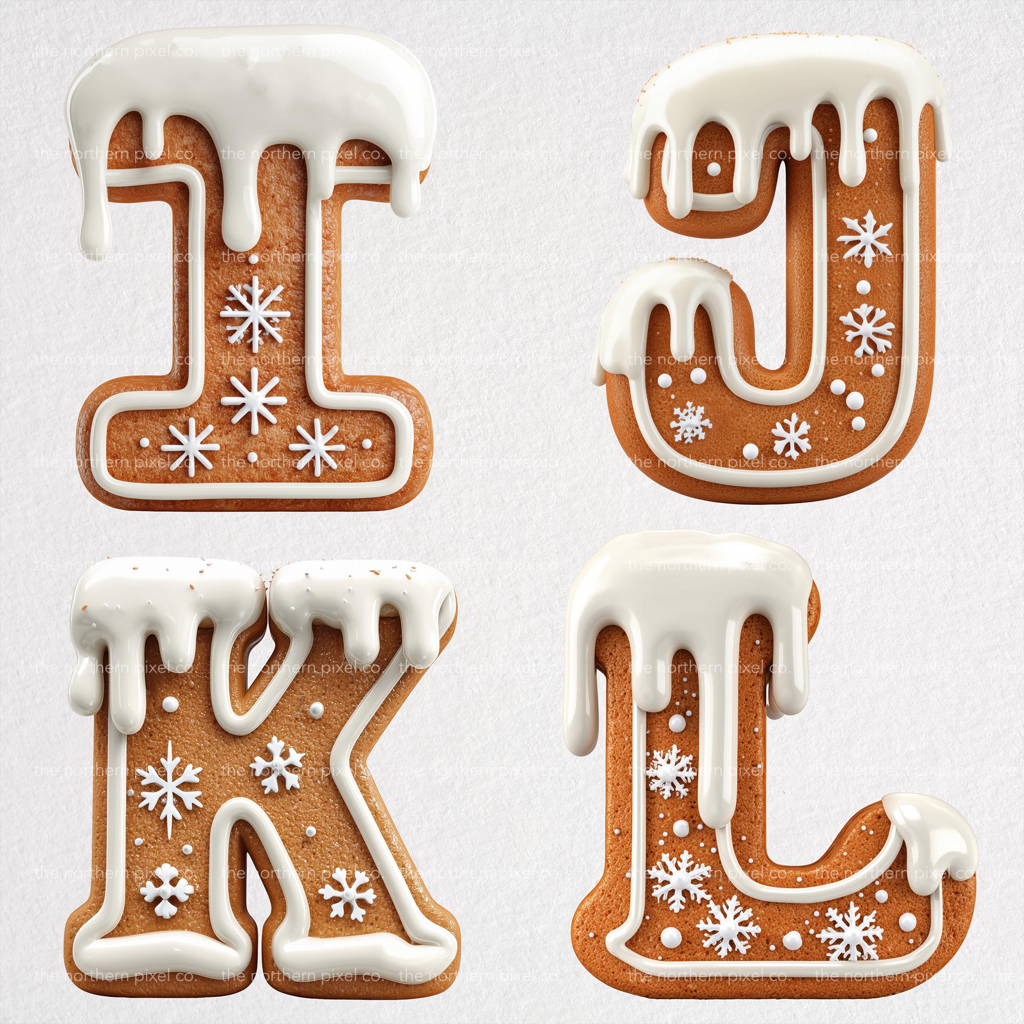 Gingerbread Alphabet Clipart, Christmas Alphabet Png, Printable ...