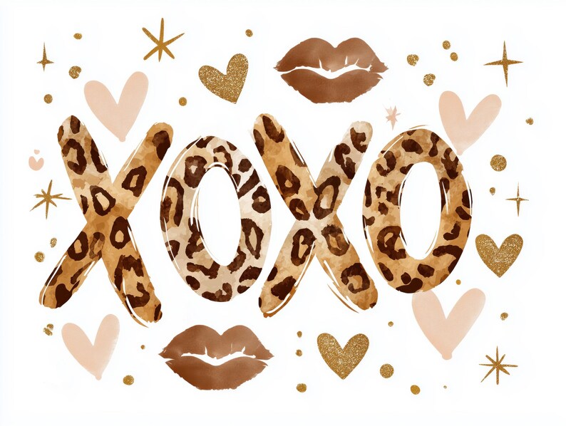 XOXO PNG, Leopard Print XOXO, Leopard Valentine, Cheetah Print ...