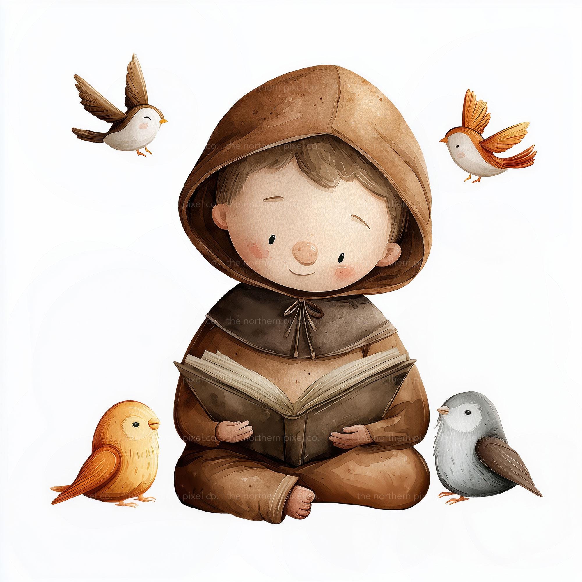 St Francis of Assisi Clipart With Animals, Cute Catholic Saint PNG ...