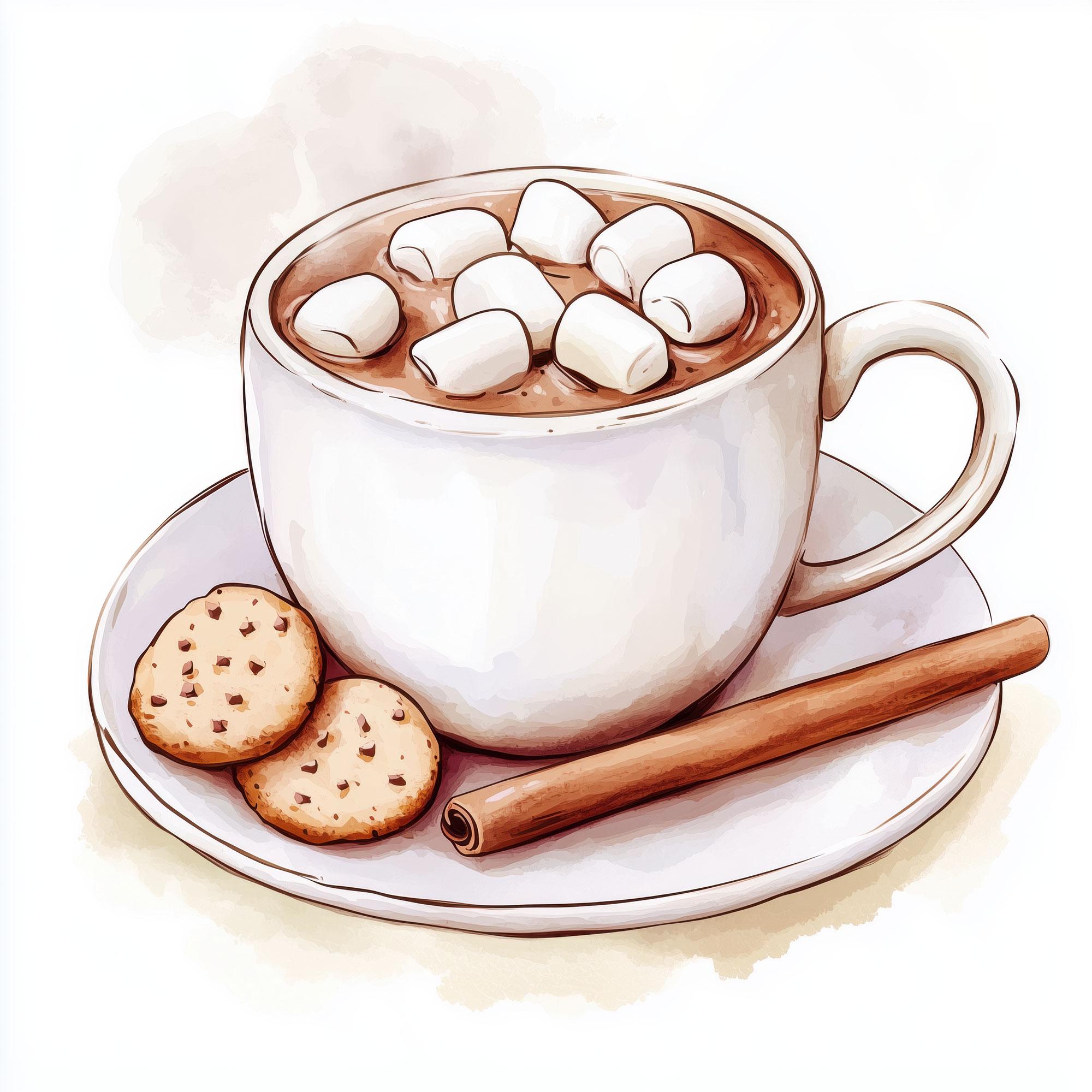 Watercolor Hot Cocoa Clipart, Hot Cocoa PNG, Winter Clipart, Printable ...
