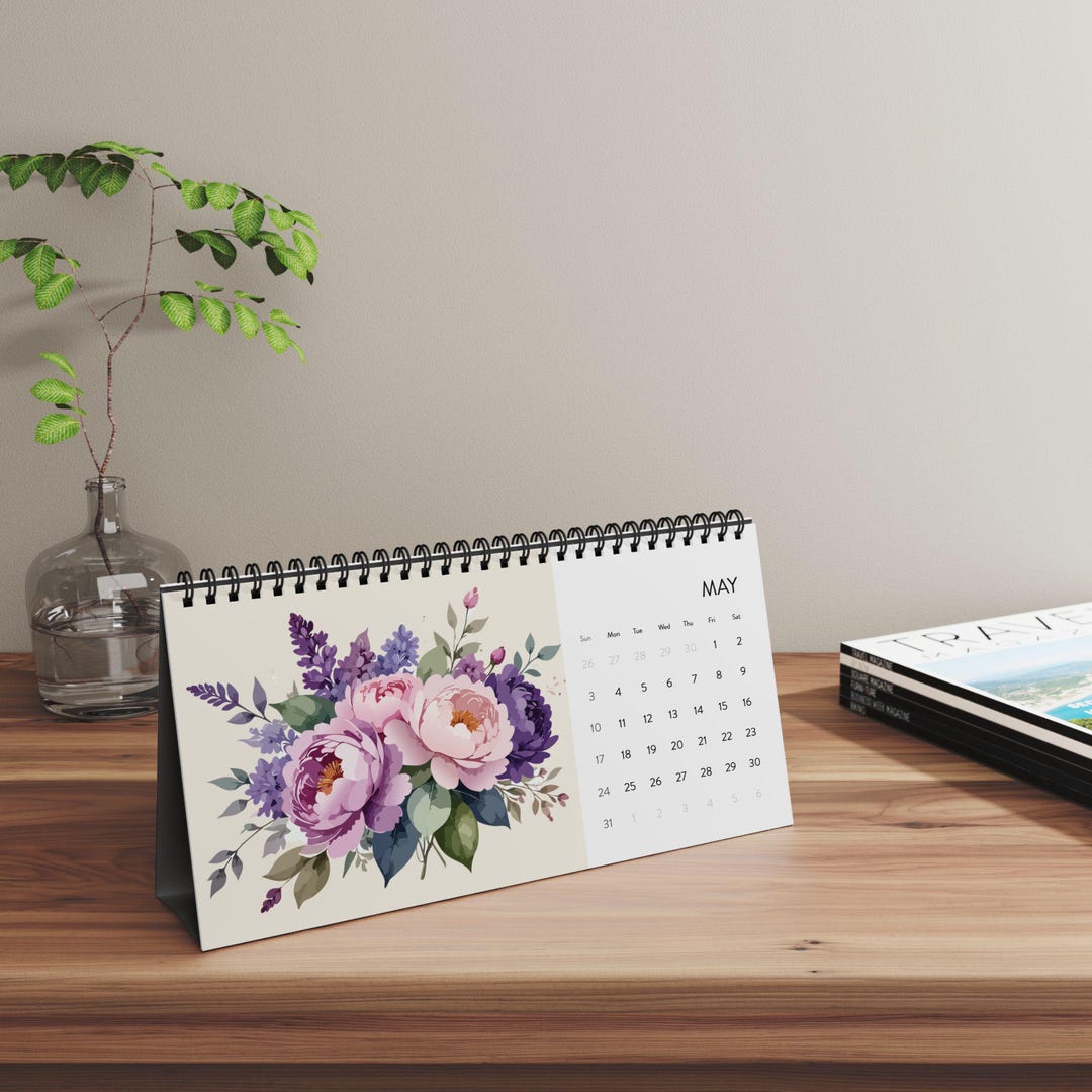 2026 Shabby Chic Cottage Desktop Calendar | Wildflower Art | Office ...