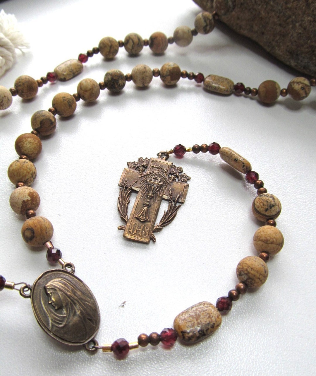 Catholic Rosary Eucharistic Rosary Bread and Wine Rosary Jasper Rosary ...