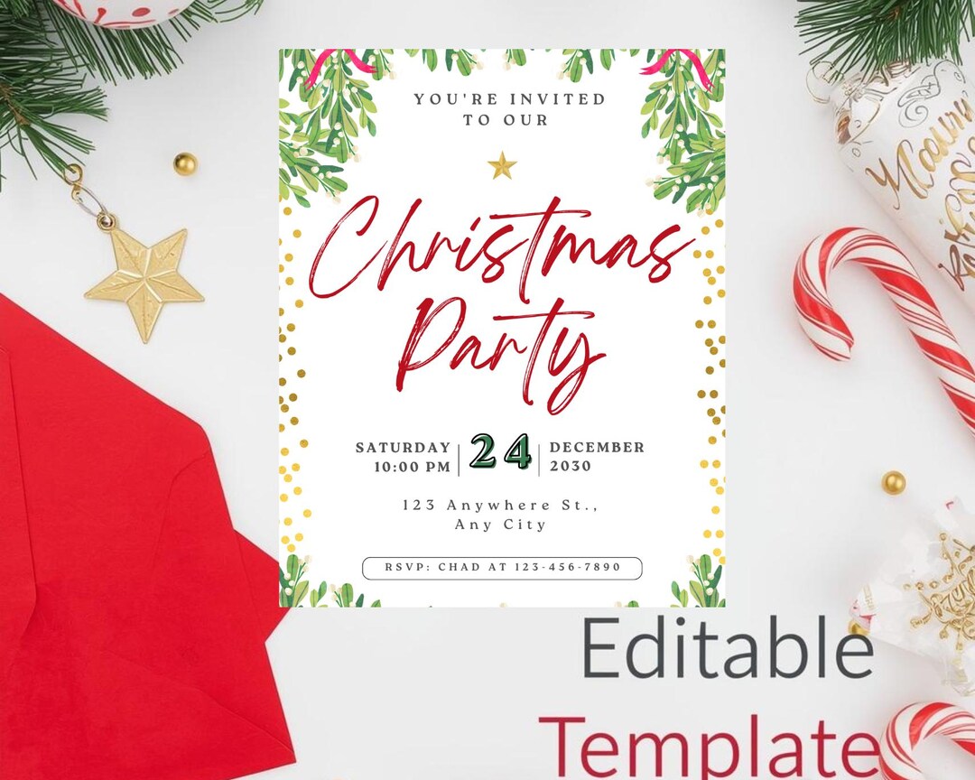 Christmas Eve Dinner Party Invitation, Holiday Invite, Festive Party ...