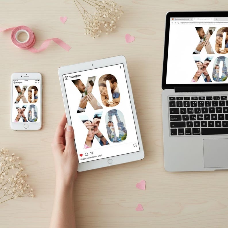 Love Photo Collage Canva Template | Editable Couple Photo Gift ...