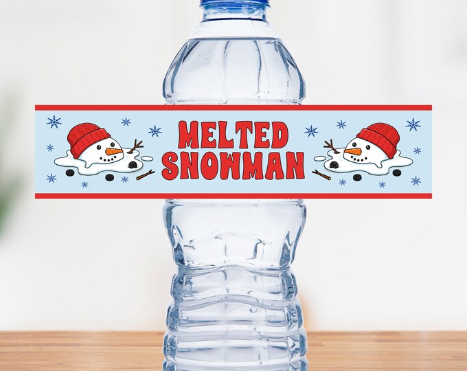Printable Water Bottle Labels: Melted Snowman Christmas Party - Etsy