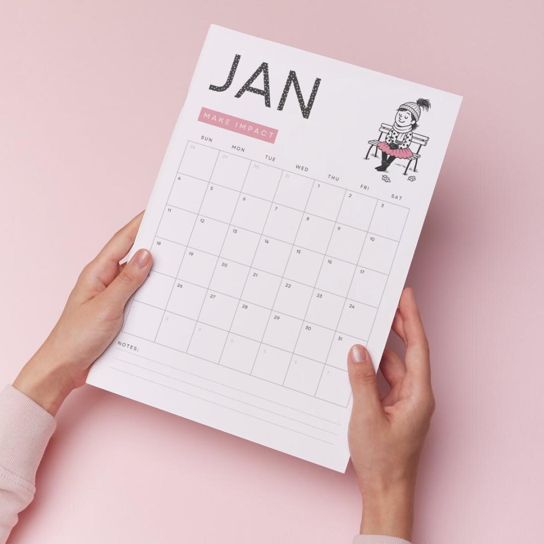 Tutu Girl January 2026 Printable Calendar Page (A4 & US Letter PDF ...