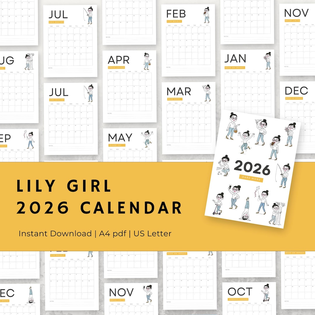 Calendario 2026 imprimible / PDF tamaño A4 y carta de EE. UU ...