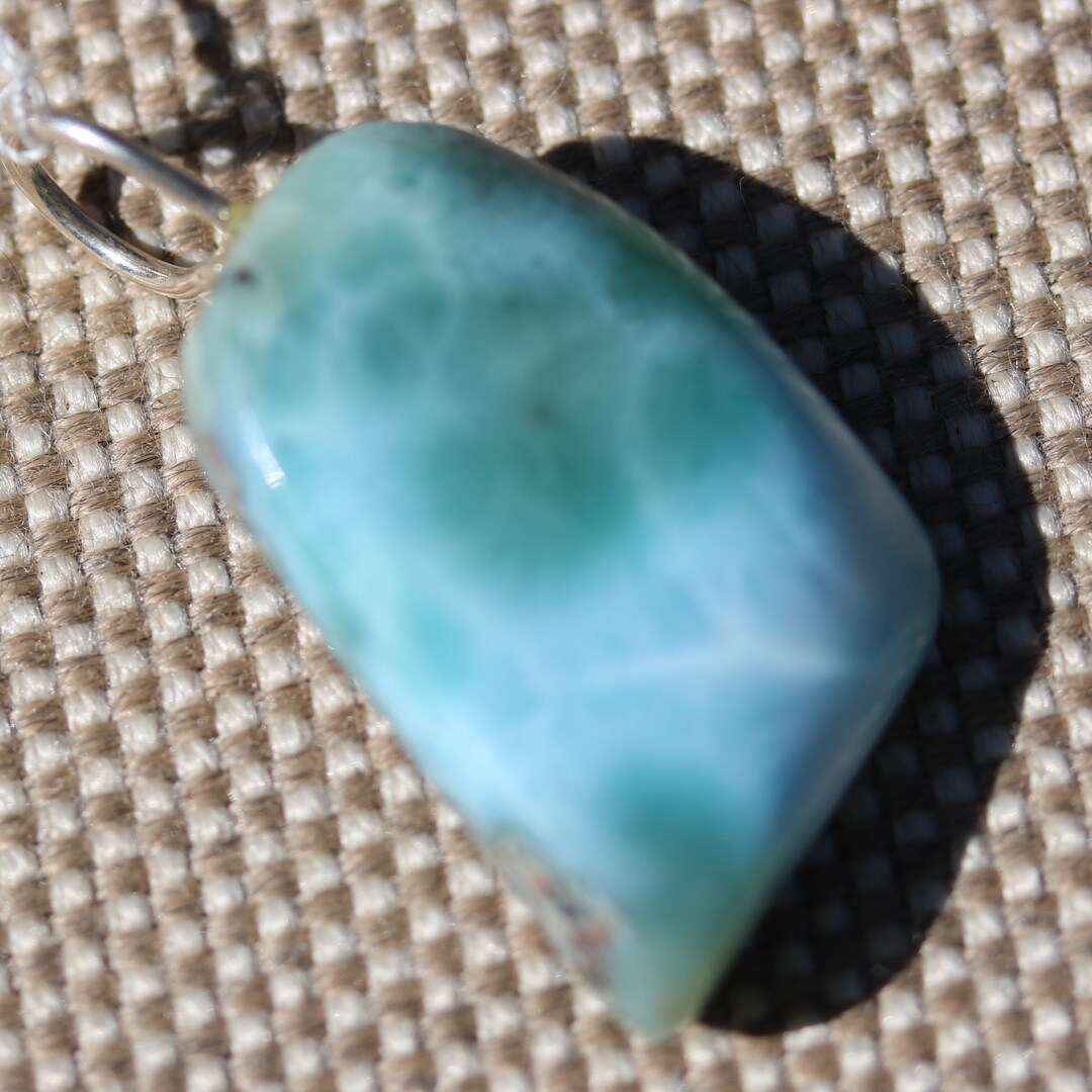 Natural Larimar Pendant, Light Blue White Green, Silver Bail 38ct - Etsy