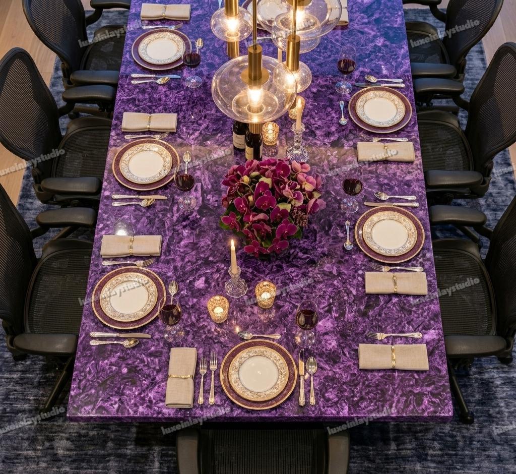 Rectangular Amethyst Geode Dining Table – Luxury Gemstone Conference ...