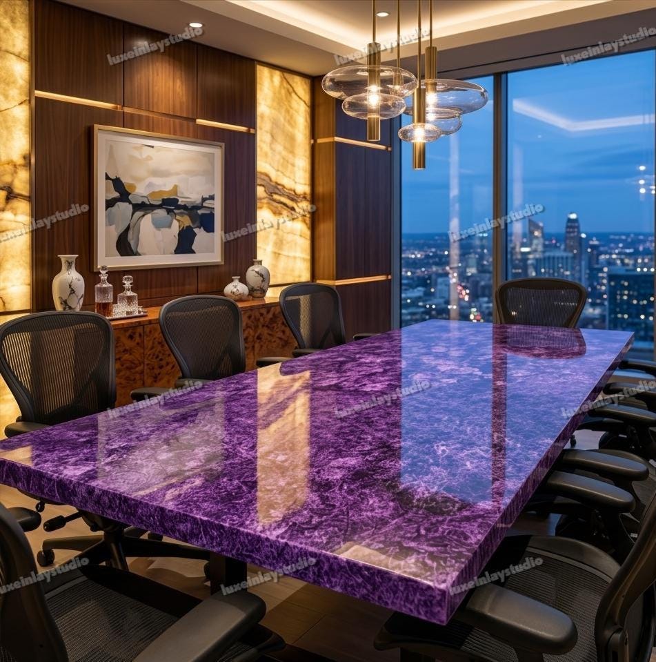Rectangular Amethyst Geode Dining Table – Luxury Gemstone Conference ...
