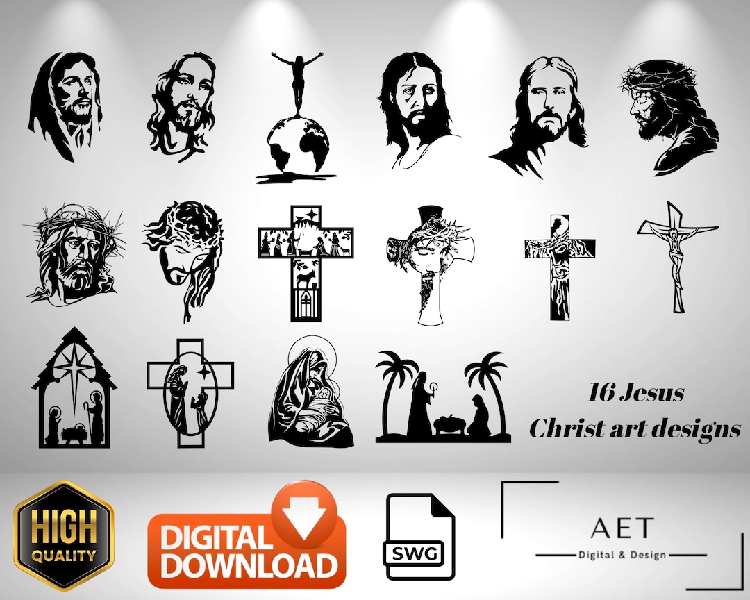 Jesus Christ Laser Cut Art Bundle | 16 Christian SVG Designs - Etsy