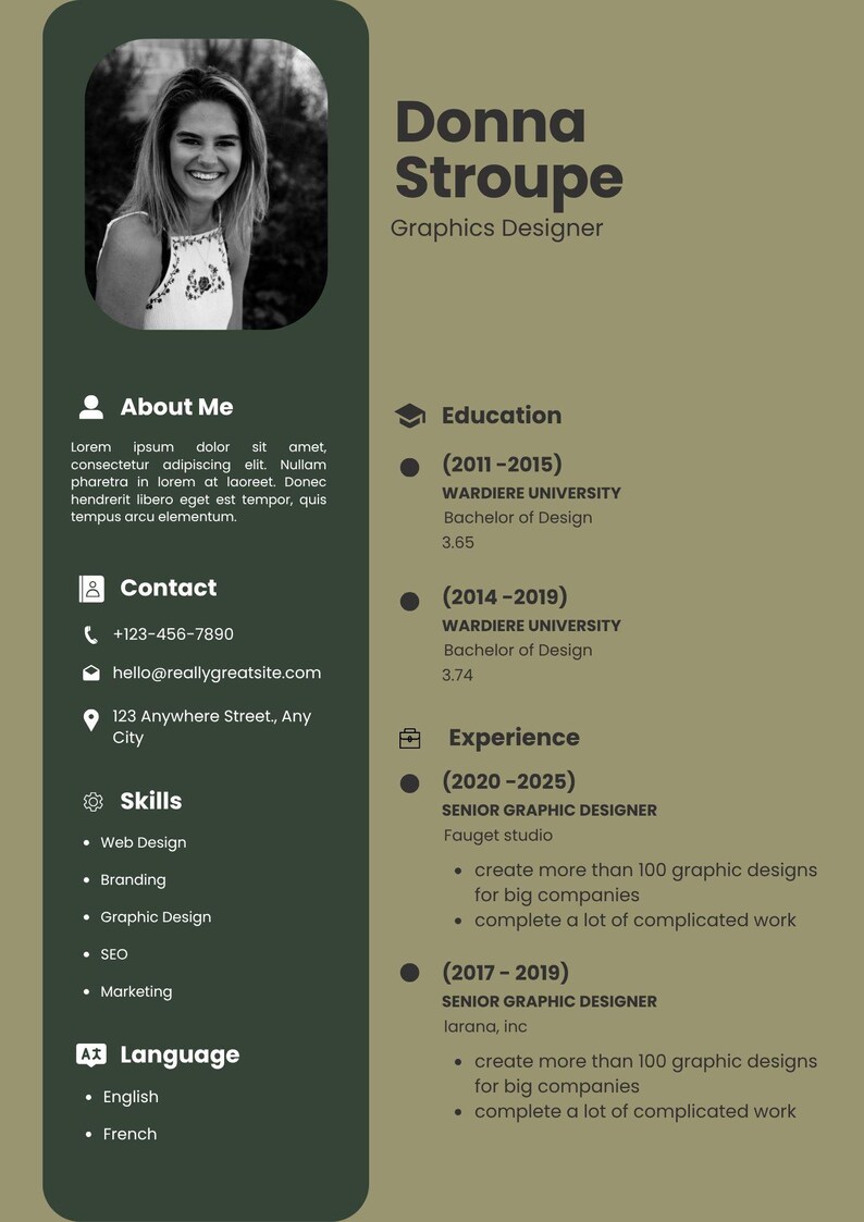 Editable Modern CV Template/ Word & Canva Resume/ Minimalist Resume for ...