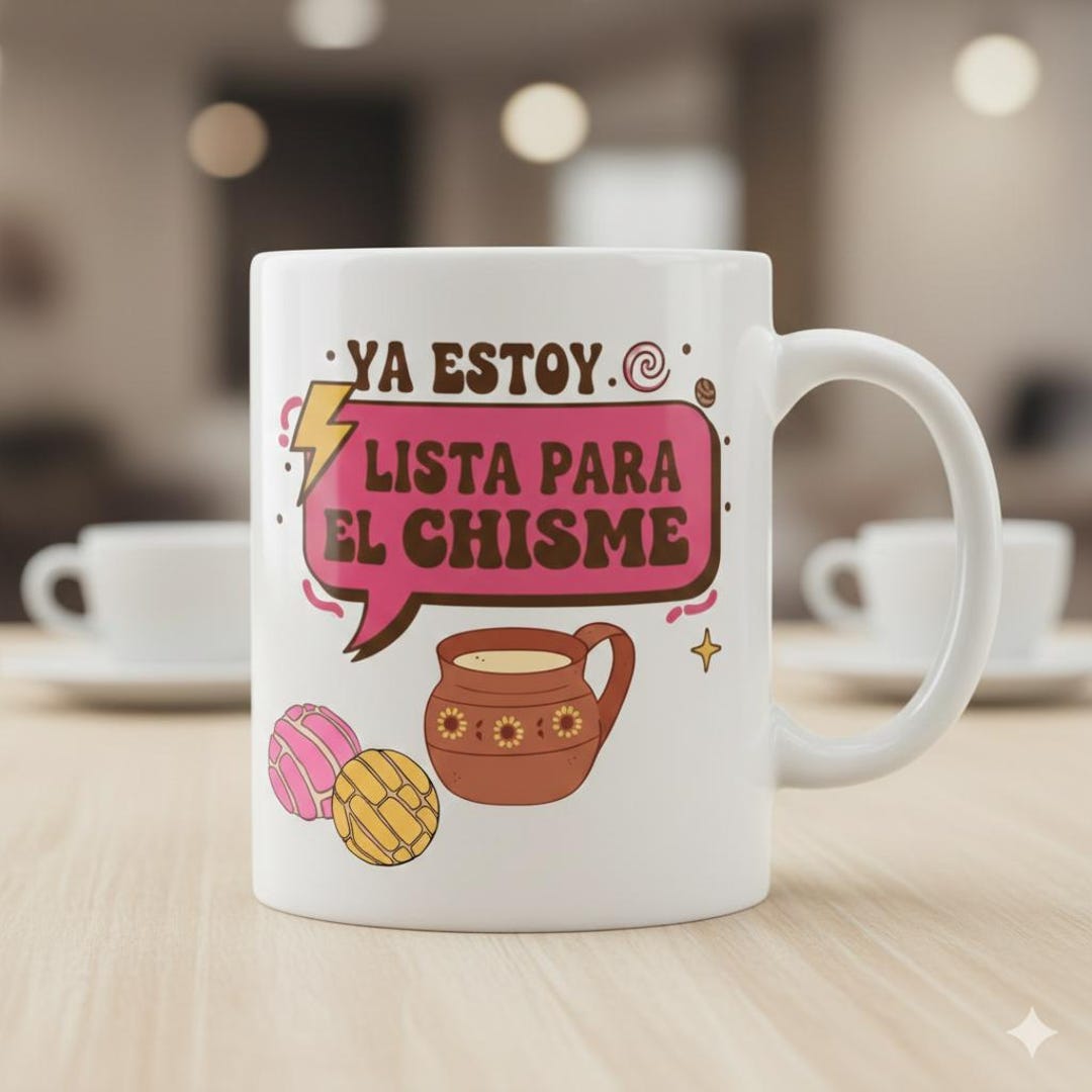 Spanish Coffee Donut Illustration Mug | Cafe Y Donas, Texto En Español ...
