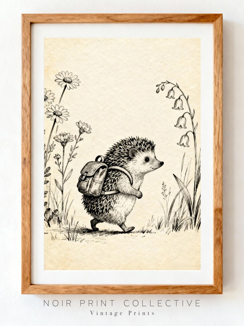 Hedgehog Nursery Print, Vintage Digital Art (digital Download) - Etsy