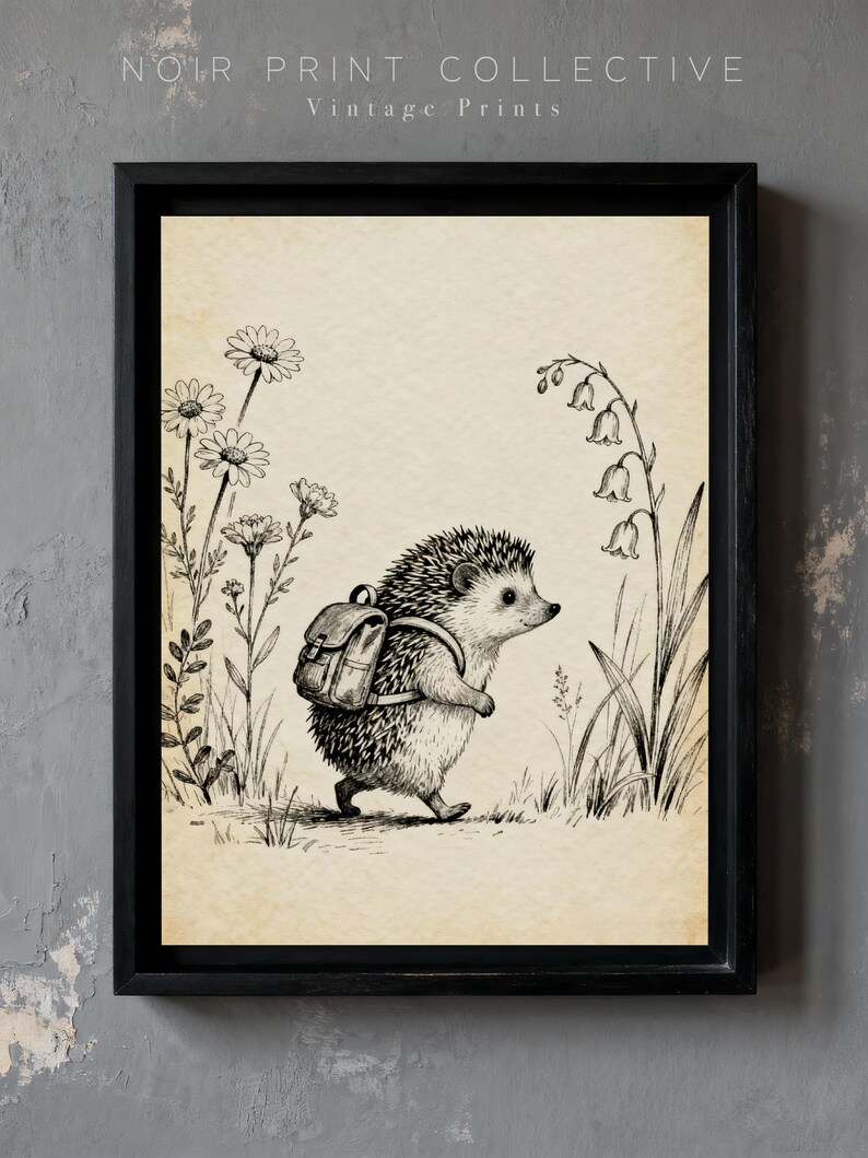 Hedgehog Nursery Print, Vintage Digital Art (digital Download) - Etsy