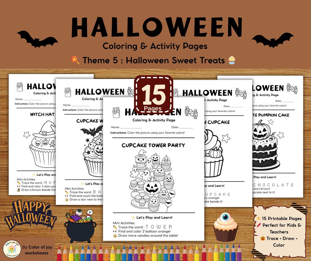 Halloween Coloring and Activity Pages – Sweet Halloween Treats | 15 ...
