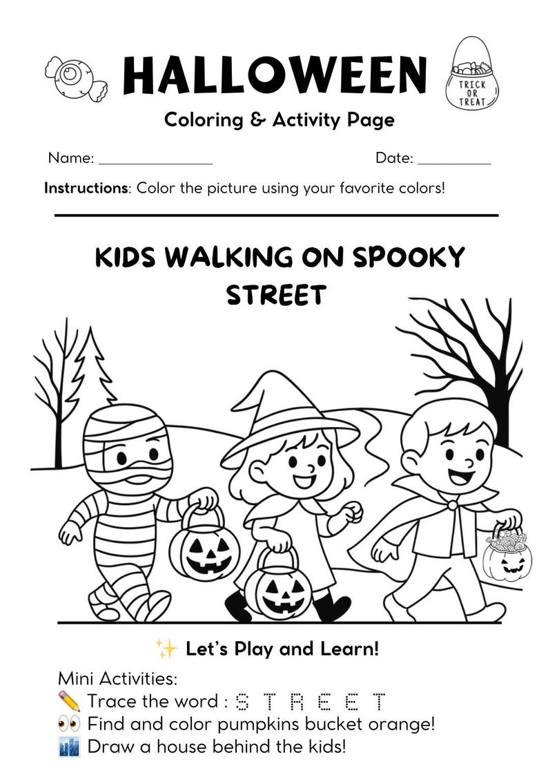 Halloween Coloring and Activity Pages – Trick or Treat Kids | 15 ...