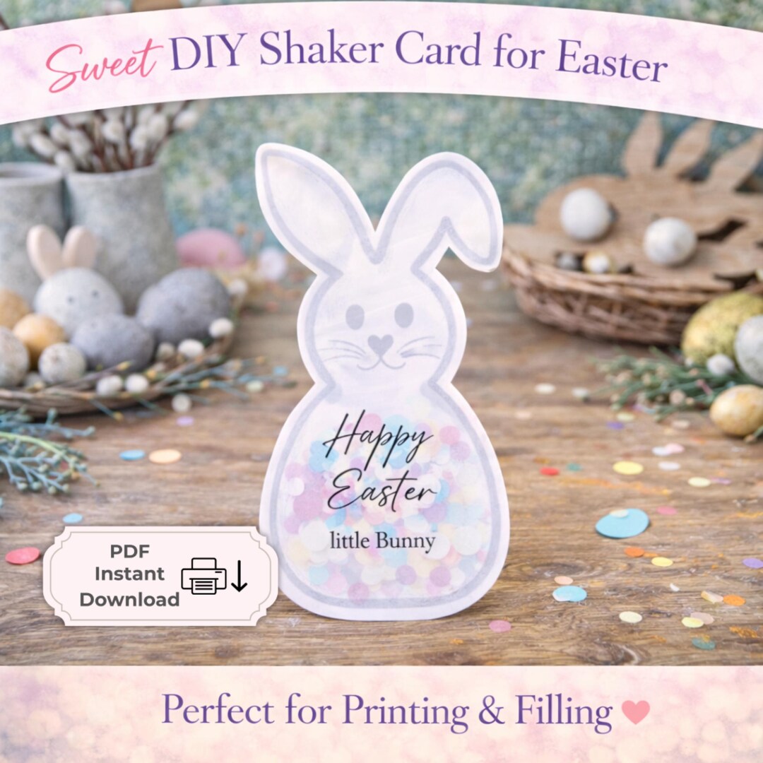 Little Bunny Shaker Card Printable | Toddler Easter DIY Template ...