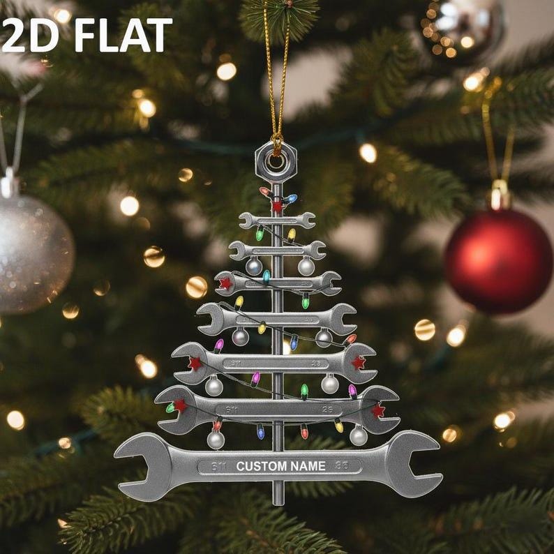 Personalized Wrench Christmas Tree Ornament, Custom Mechanic Gift - Etsy