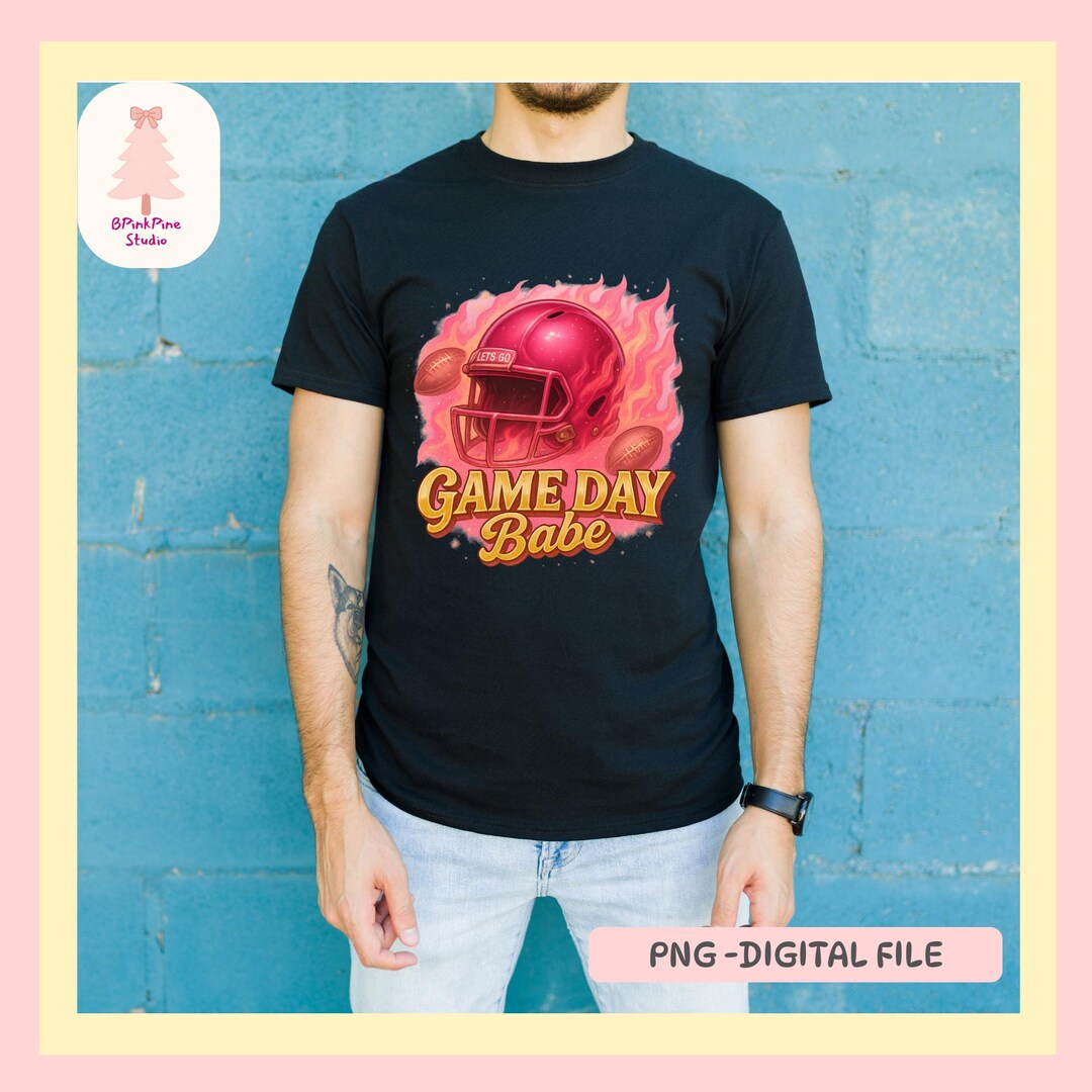 Game Day Babe Football PNG | Pink Helmet With Flames for Sublimation, T ...