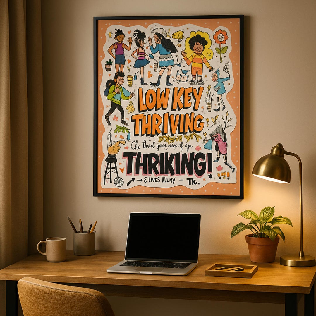 Funny Office Poster | Low Key Thriving | Colorful Office Wall Art ...