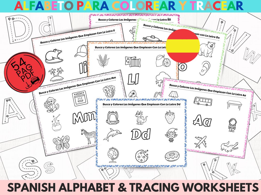 Alfabeto Español Para Colorear Y Trazar | Spanish Alphabet Coloring ...
