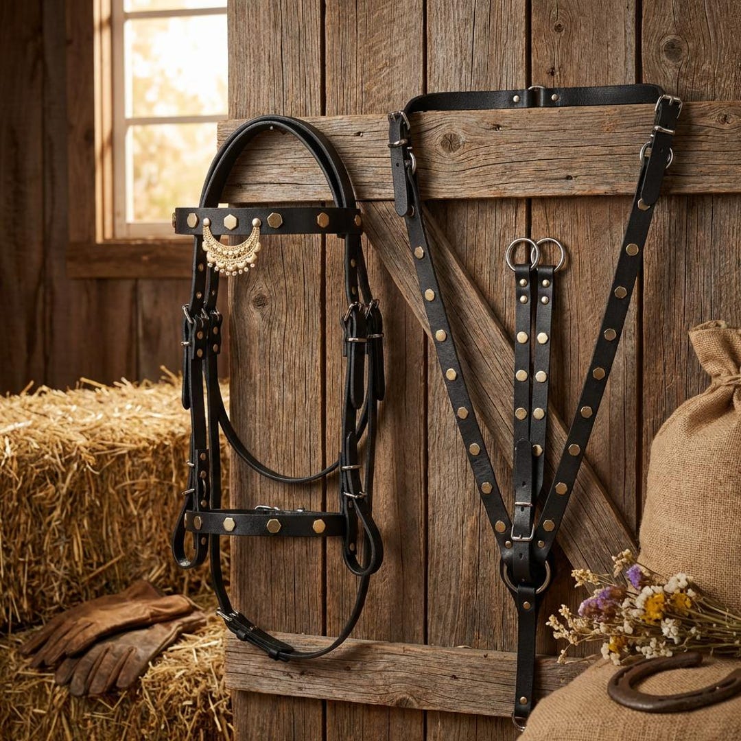 Handmade Equestrian Tack, Luxury Leather Horse Bridle Breastplate ...