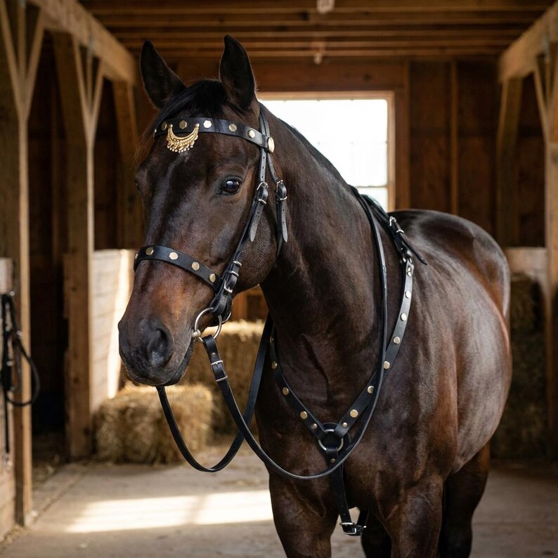 Handmade Equestrian Tack, Luxury Leather Horse Bridle Breastplate ...