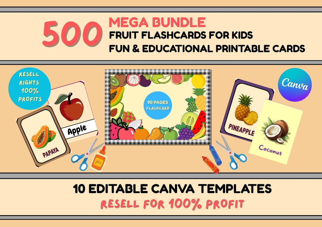 500 Mega Bundle Fruit Flashcard for Kids | Easy and Fun Learning Cards ...
